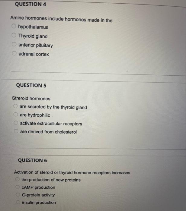 Solved Amine hormones include hormones made in the | Chegg.com