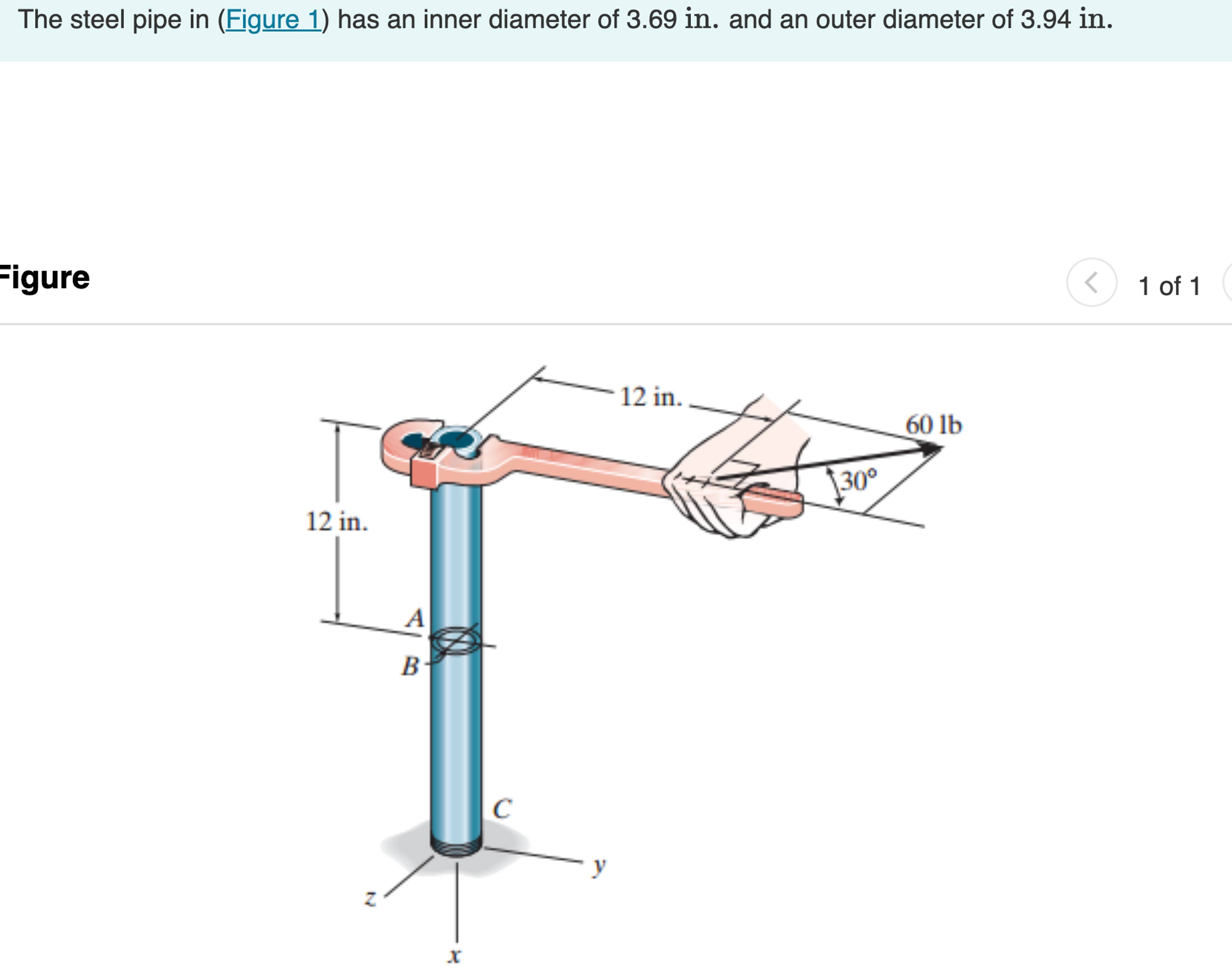 Solved The steel pipe in (Figure 1) ﻿has an inner diameter | Chegg.com