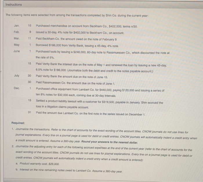 Solved The following items were selected from among the | Chegg.com