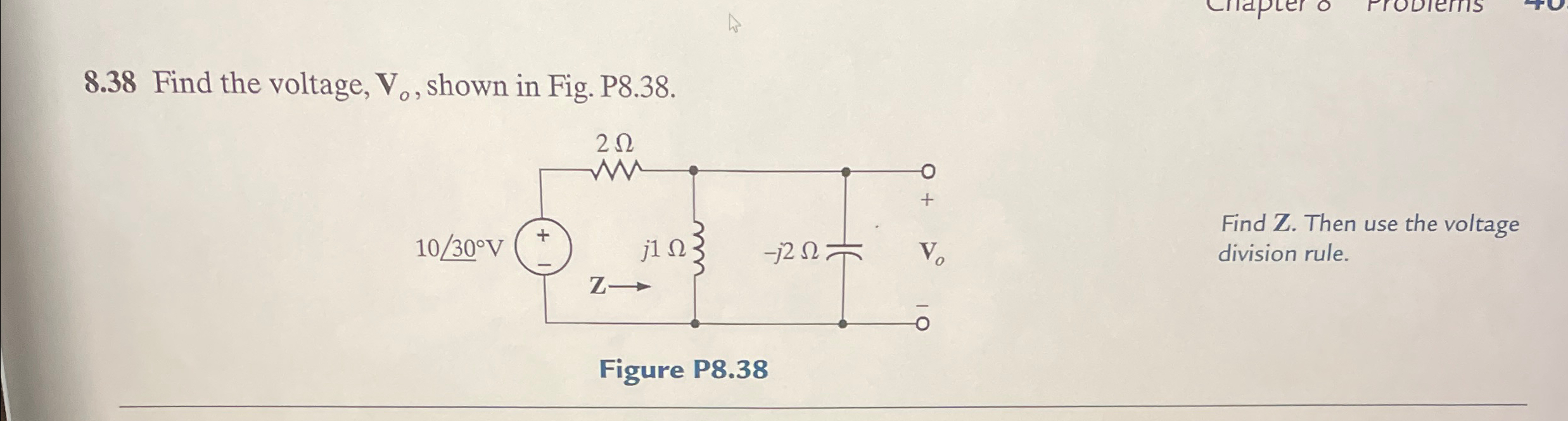 Solved 8.38 ﻿Find the voltage, Vo, ﻿shown in Fig. P8.38.Find | Chegg.com