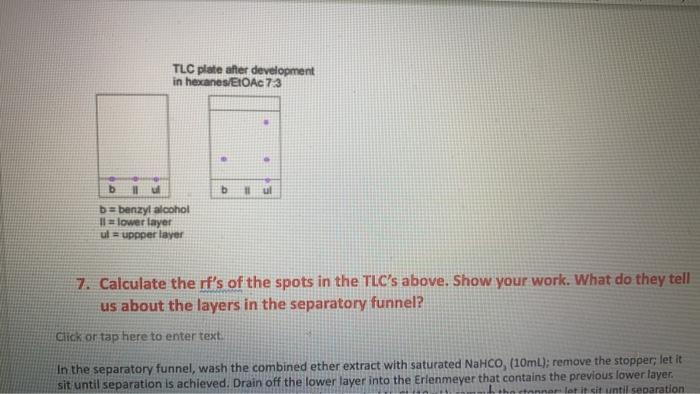 Solved TLC plate after development in hexaneseoAc 73 d. b b | Chegg.com