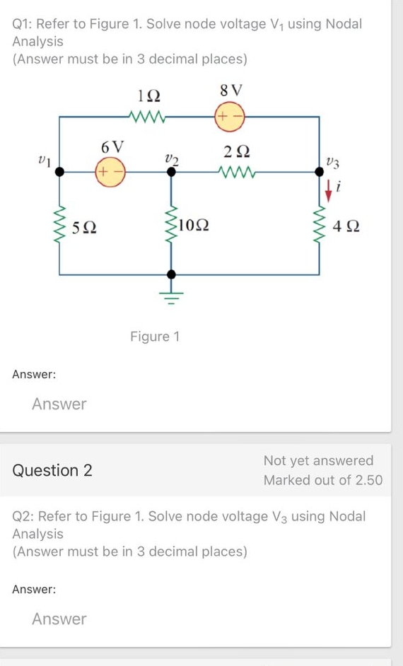 Solved Q1: Refer to Figure 1. ﻿Solve node voltage V1 ﻿using | Chegg.com