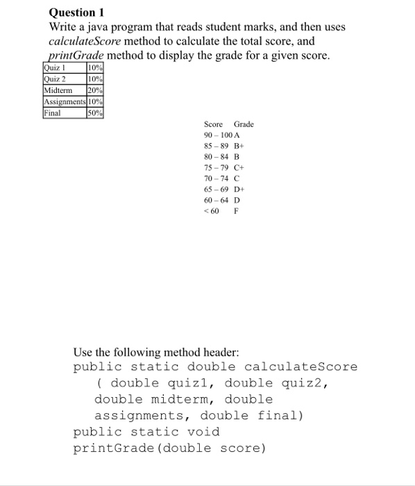 Solved Question 1 Write a java program that reads student | Chegg.com
