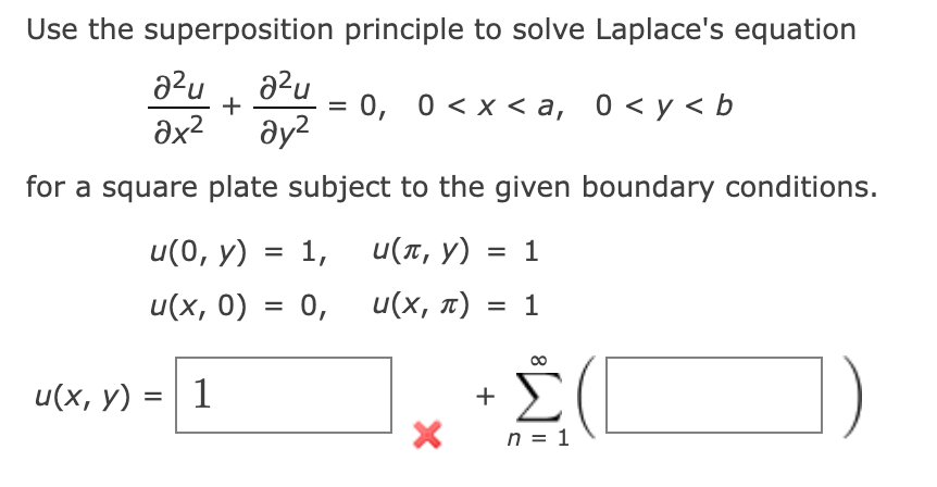 Solved Use the superposition principle to solve Laplace's | Chegg.com
