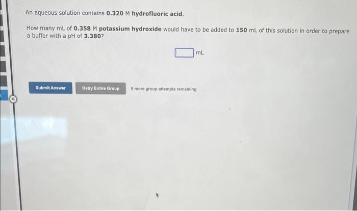 Solved An aqueous solution contains 0.320 M hydrofluoric | Chegg.com