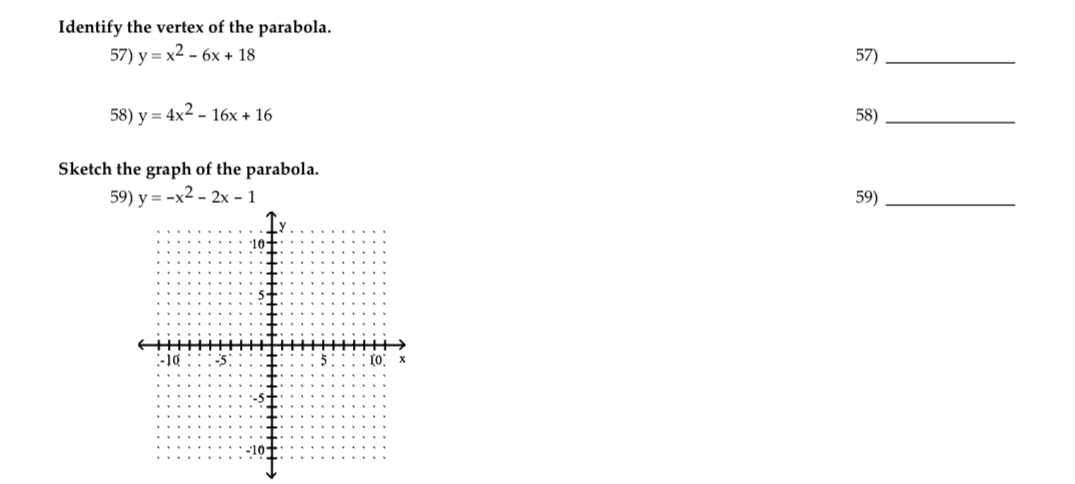 Solved Identify the vertex of the | Chegg.com