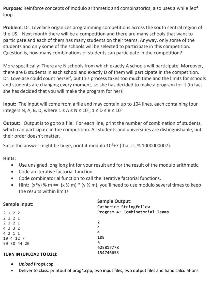 Purpose: Reinforce concepts of modulo arithmetic and | Chegg.com