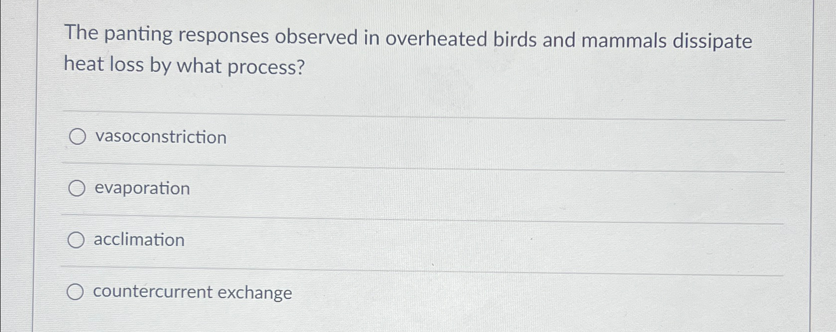 Solved The panting responses observed in overheated birds | Chegg.com