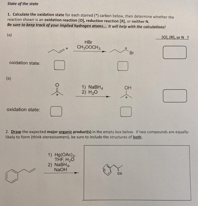 Solved State of the state 1. Calculate the oxidation state | Chegg.com