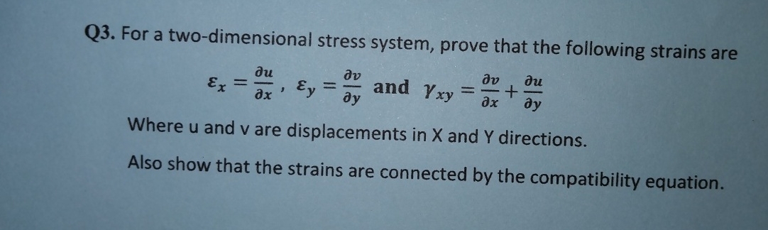 Solved Q3. ﻿For a two-dimensional stress system, prove that | Chegg.com