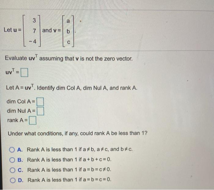 Solved 3 CU Let u= 7 and v= b -4 Evaluate uv' assuming that | Chegg.com