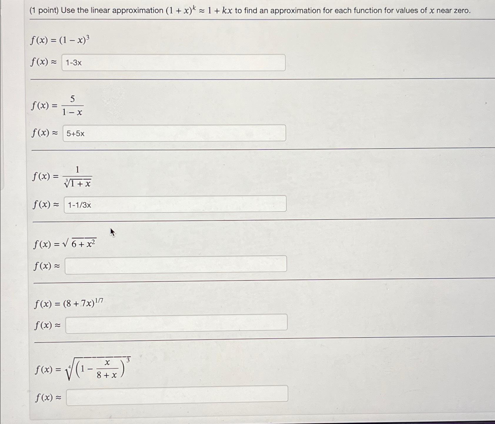 Solved 1 ﻿point ﻿use The Linear Approximation