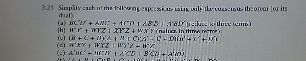 Solved 3.21 ﻿Simplify each of the following expressions | Chegg.com