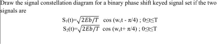 Solved Draw the signal constellation diagram for a binary | Chegg.com