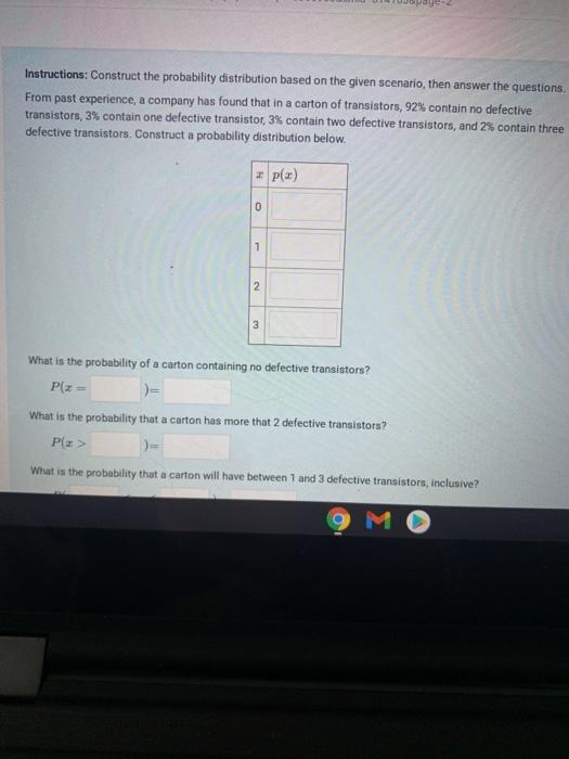 Solved Instructions: Construct the probability distribution | Chegg.com
