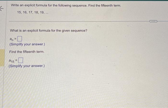 Solved Write an explicit formula for the following sequence. | Chegg.com