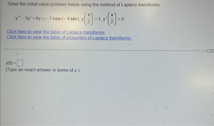 Solved Solve the initial value problem below using the | Chegg.com