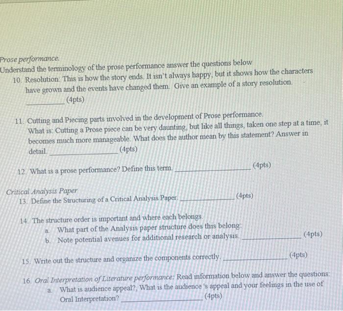 rose performance. Inderstand the terminology of the | Chegg.com