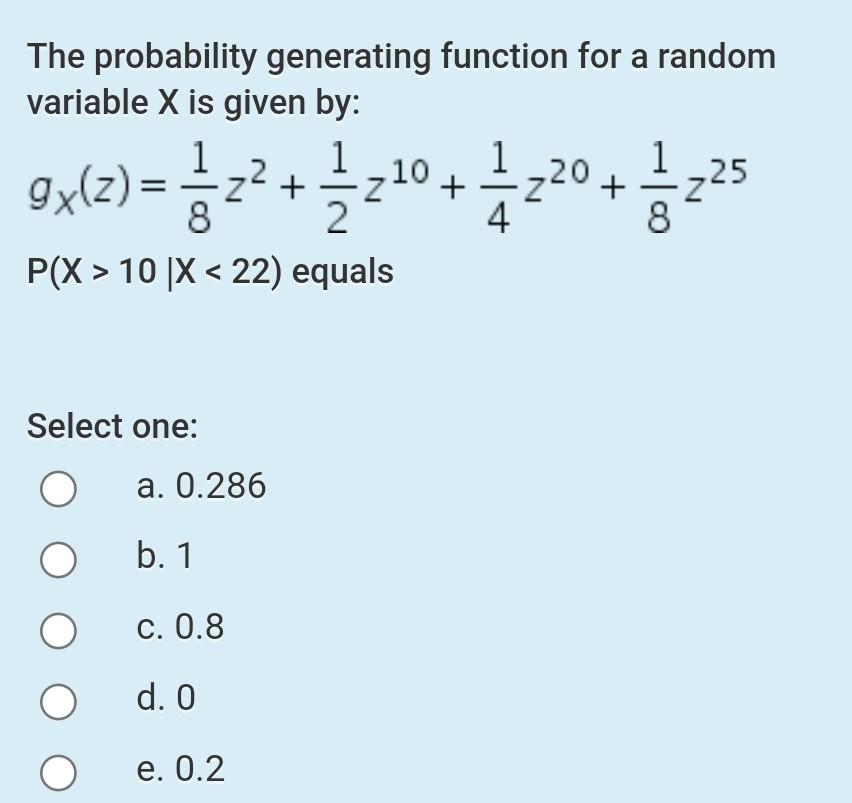 Solved The probability generating function for a random | Chegg.com