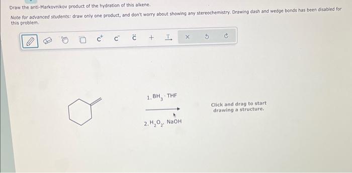 Solved Draw the anti-Markovnikov product of the hydration of | Chegg.com