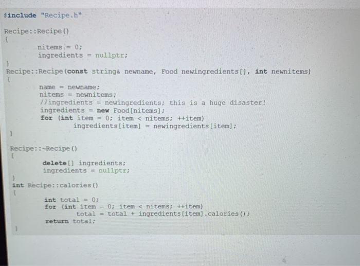 Solved Create a class named Recipe. Its constructor accepts | Chegg.com