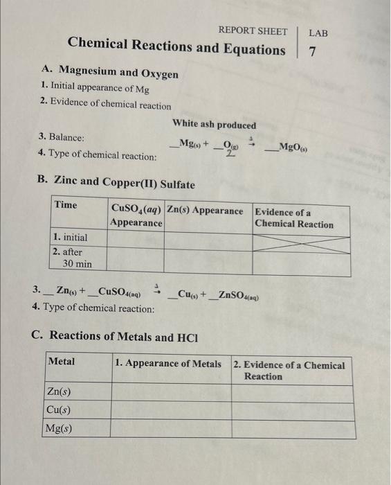 Solved \begin{tabular}{r|l} REPORT SHEET & LAB \\ Chical | Chegg.com