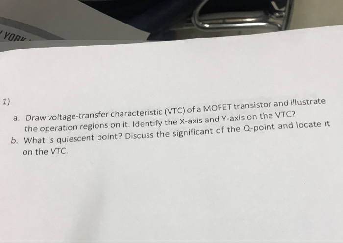 Solved YORV a. Draw voltage-transfer characteristic (VTC) of | Chegg.com