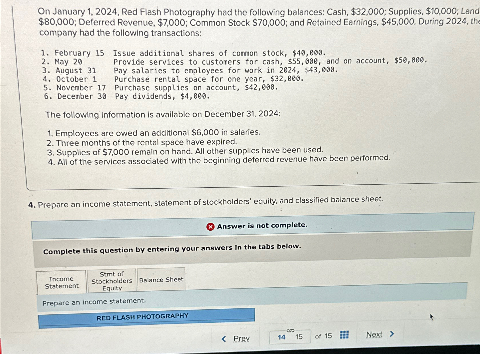 Solved On January 1, 2024, ﻿Red Flash Photography had the | Chegg.com