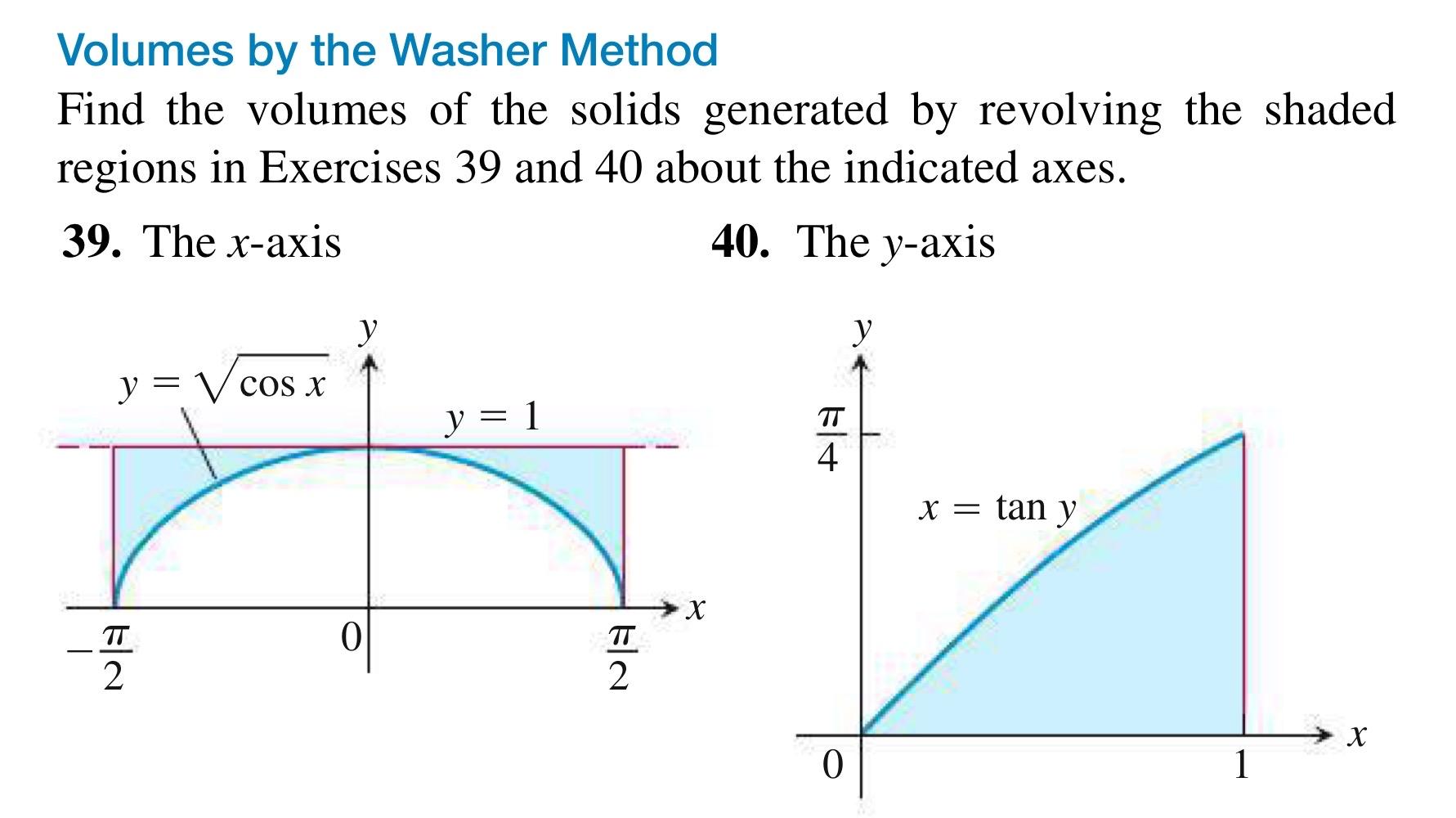 Solved Volumes by the Washer Method Find the volumes of the | Chegg.com