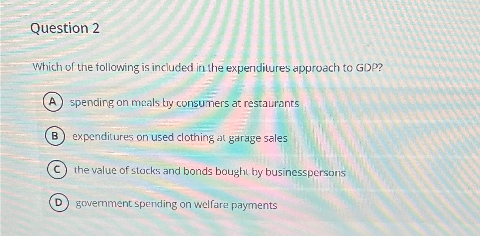 Solved Question 2Which of the following is included in the | Chegg.com