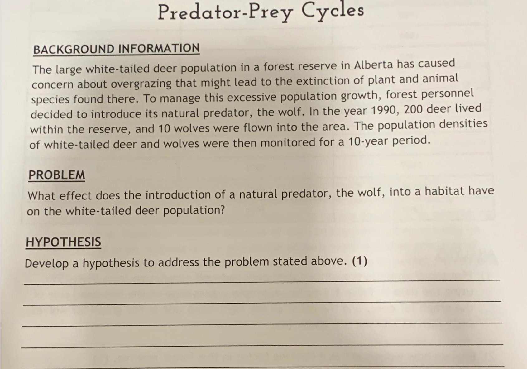 Solved Predator-Prey CyclesBACKGROUND INFORMATIONThe large | Chegg.com