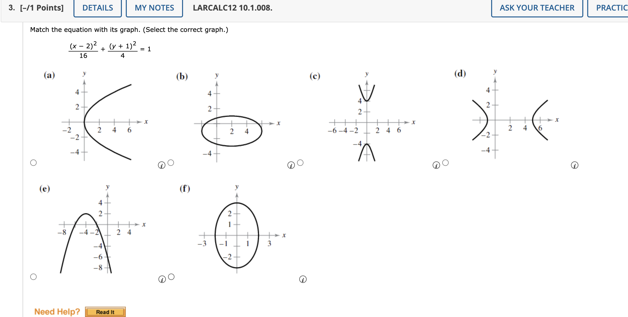 Solved Match the equation with its graph. (Select the | Chegg.com