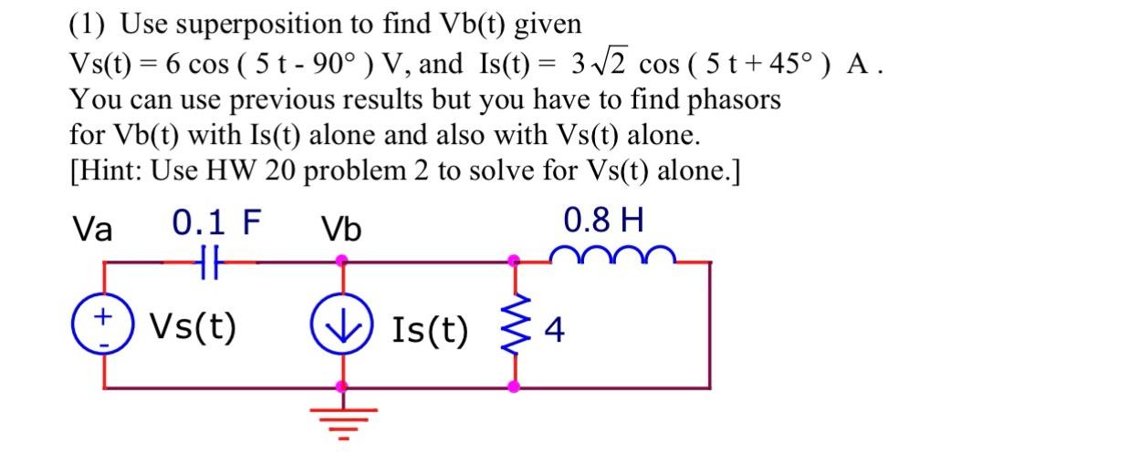 Solved (1) ﻿Use superposition to find Vb(t) | Chegg.com