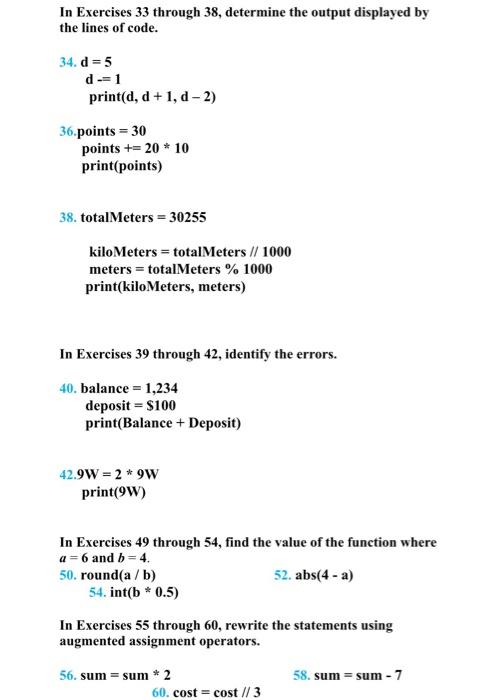 Solved In Exercises 1 through 12, evaluate the numeric | Chegg.com