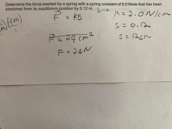 Solved Determine the force exerted by a spring with a spring | Chegg.com