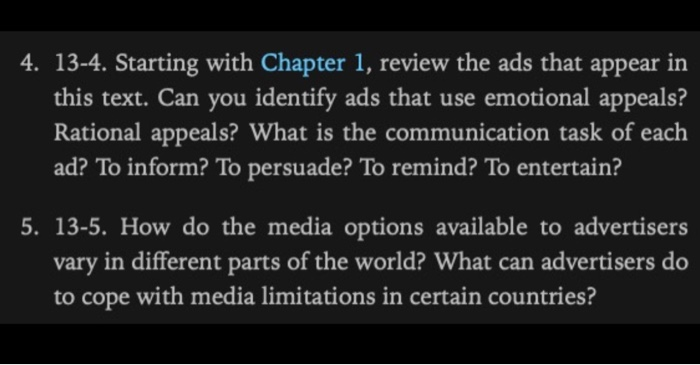 Solved 4. 13-4. Starting with Chapter 1, review the ads that | Chegg.com