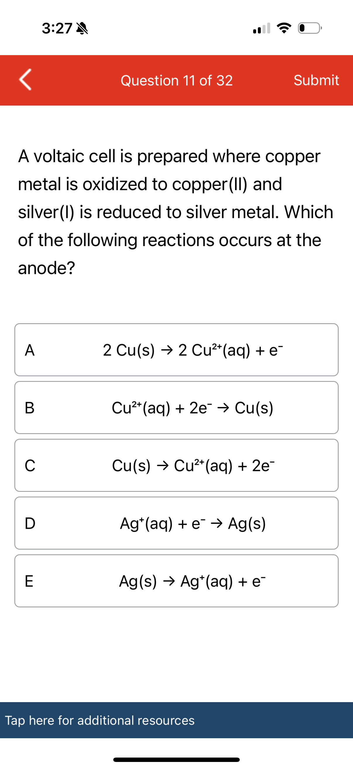High Quality SOLUTION 3:27Question 11 ﻿of 32SubmitA voltaic cell is | Chegg.com