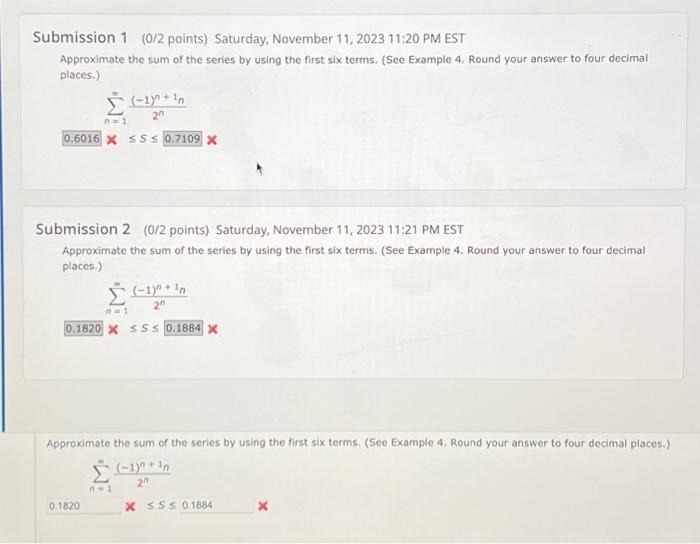 Solved Submission 1 (0/2 points) Saturday, November 11, 2023 | Chegg.com
