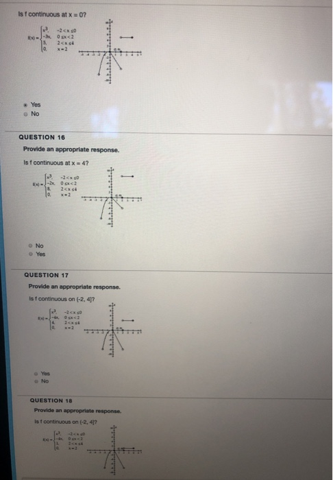 Solved Is f continuous at x = 0? ++ 3::++ Yes No QUESTION 16 | Chegg.com