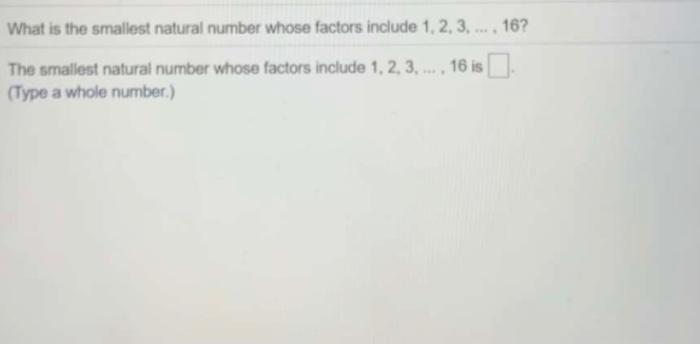 Solved What is the smallest natural number whose factors | Chegg.com
