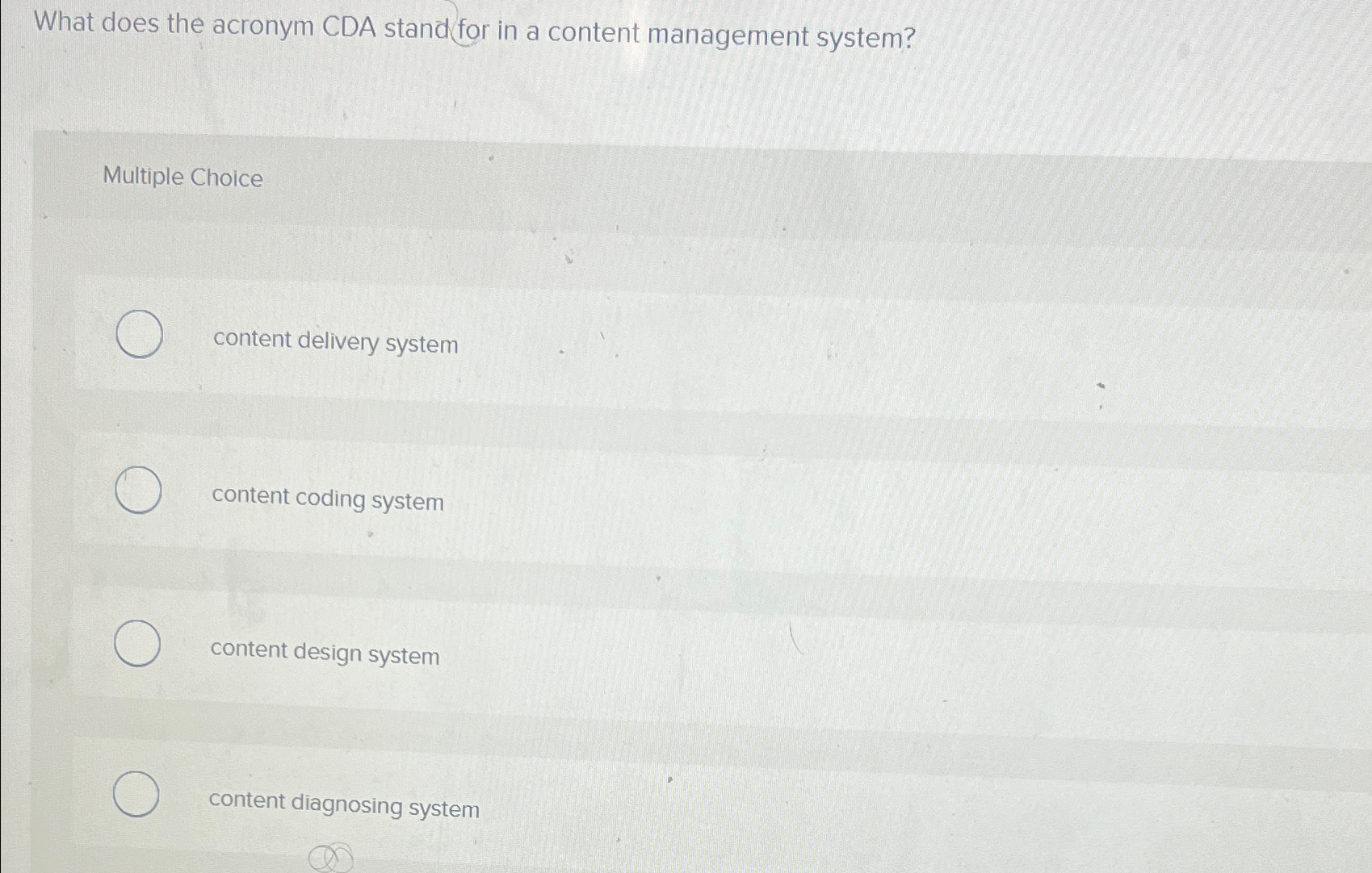 Solved What Does The Acronym CDA Standfor In A Content Chegg