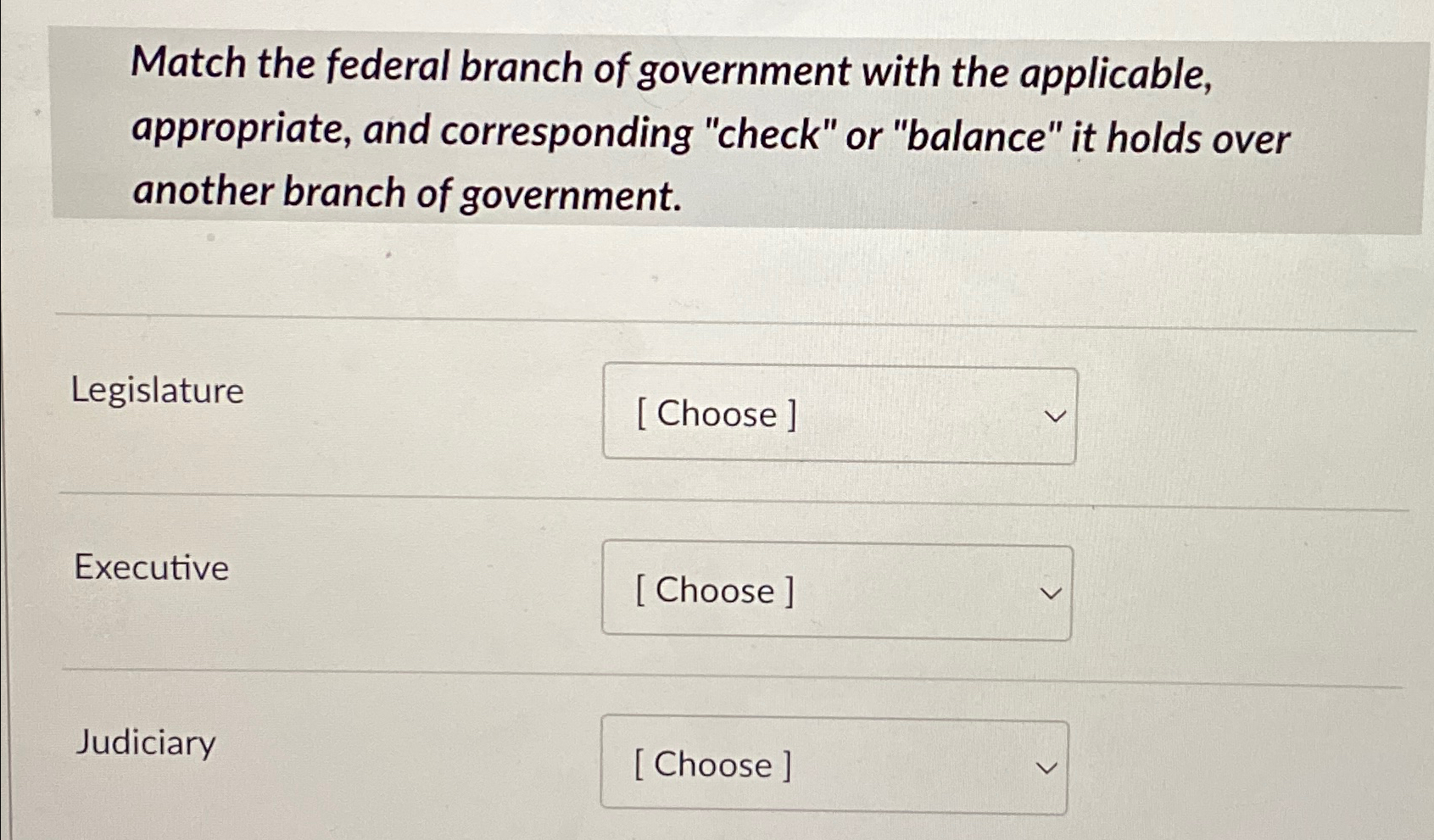 Solved Match the federal branch of government with the | Chegg.com