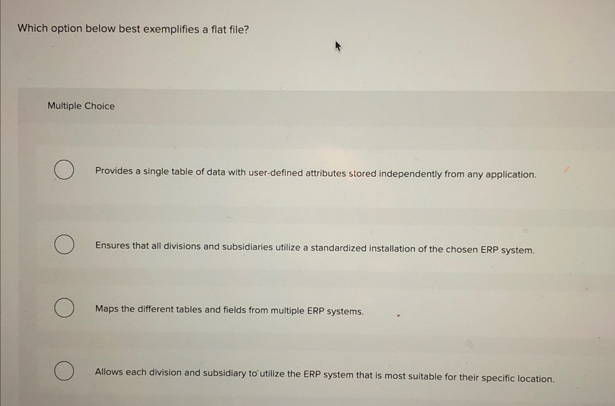 Solved Which option below best exemplifies a flat | Chegg.com