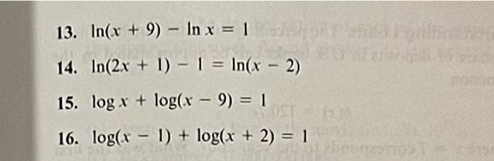 Solved Solve each logarithmic equation. (See Example 2.) 7. | Chegg.com