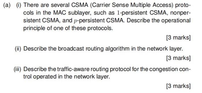Solved a) (i) There are several CSMA (Carrier Sense Multiple | Chegg.com