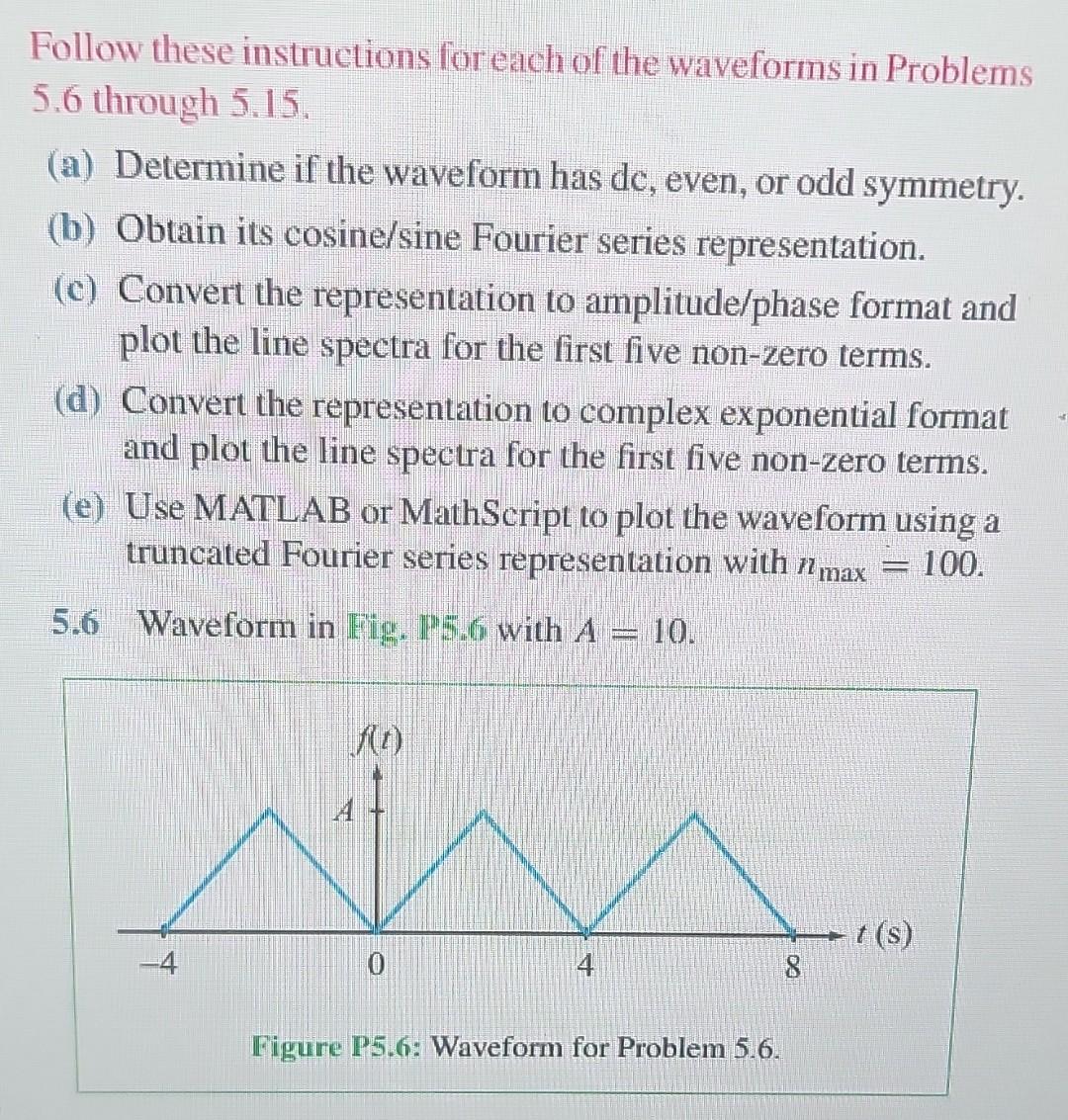 Solved Follow these instructions for each of the waveforms | Chegg.com