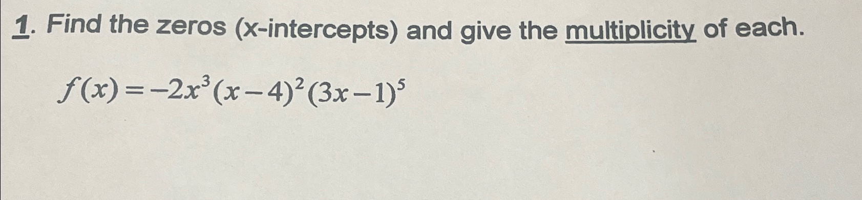 Solved Find the zeros ( x-intercepts) ﻿and give the | Chegg.com