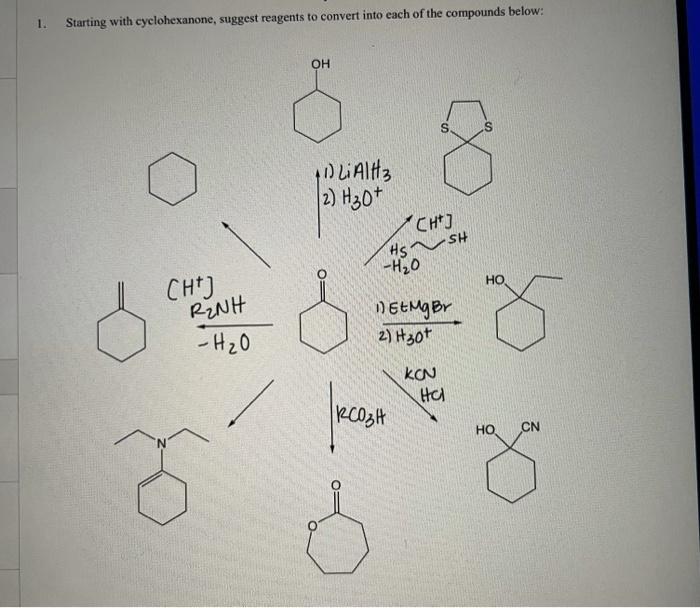 Solved 1. Starting with cyclohexanone, suggest reagents to | Chegg.com