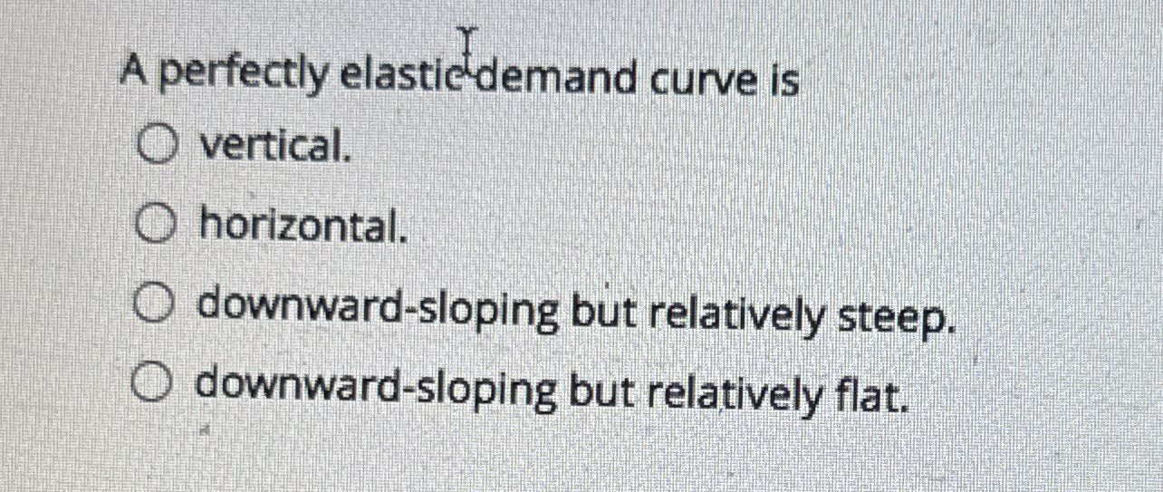 Solved A perfectly elastic demand curve | Chegg.com