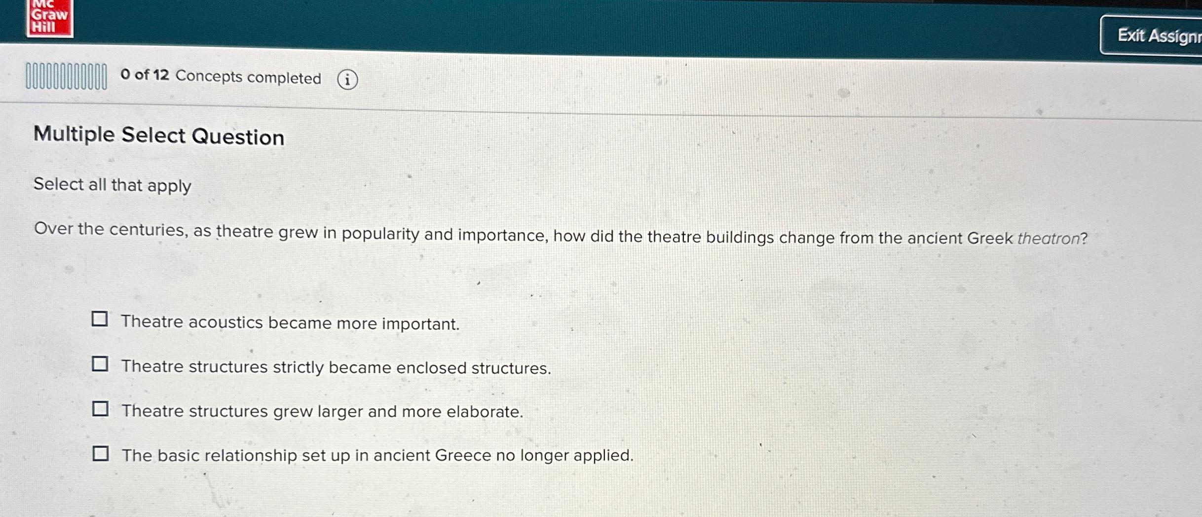 Solved crawUN00000000000 0 ﻿of 12 ﻿concepts completed | Chegg.com
